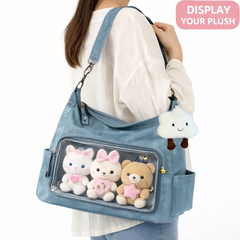 Ita Shoulder Bag With Clear Display Pocket, Tote Ita Bag, Crossbody Ita ...