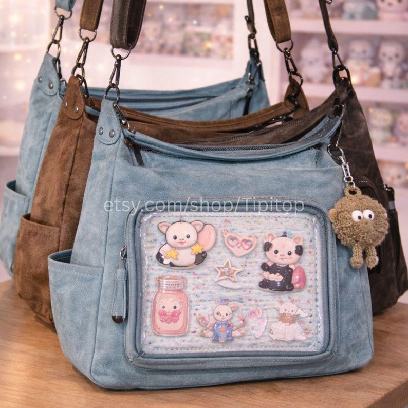 Ita Shoulder Bag With Clear Display Pocket, Tote Ita Bag, Crossbody Ita ...