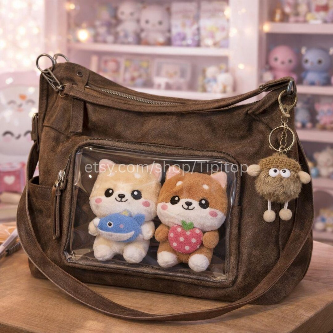 Ita Shoulder Bag With Clear Display Pocket, Tote Ita Bag, Crossbody Ita ...