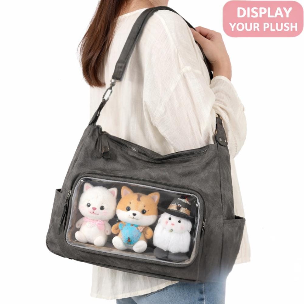 Ita Shoulder Bag With Clear Display Pocket, Tote Ita Bag, Crossbody Ita ...