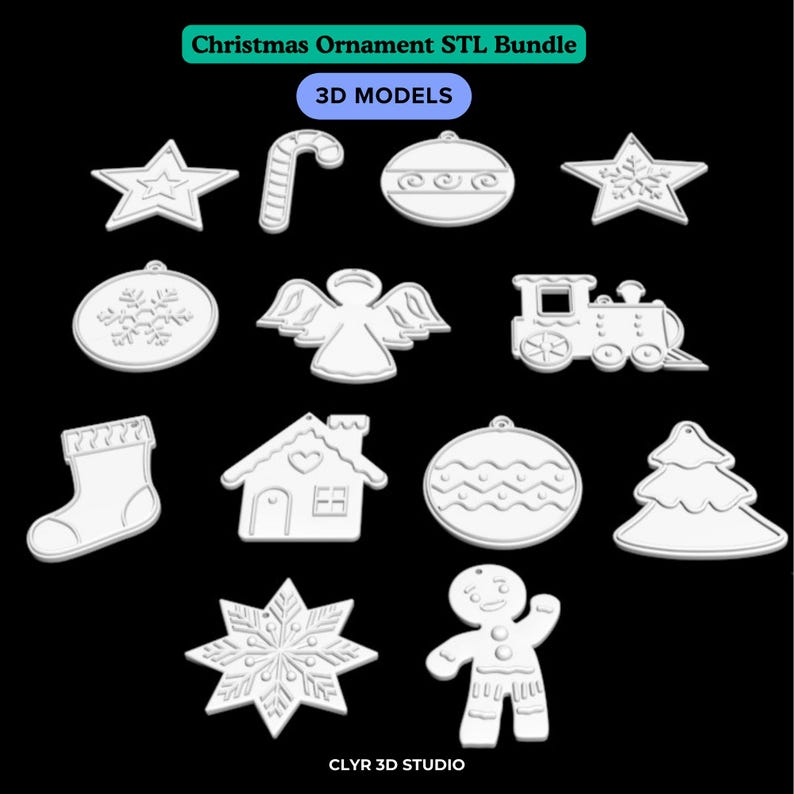 Christmas Ornament STL Bundle – Gingerbread, Snowflake, Candy Cane ...