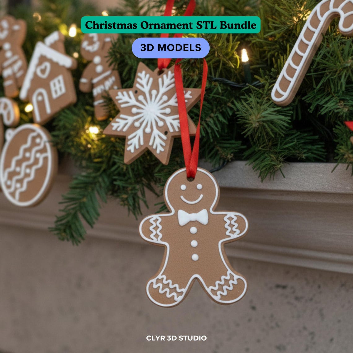 Christmas Ornament STL Bundle – Gingerbread, Snowflake, Candy Cane ...