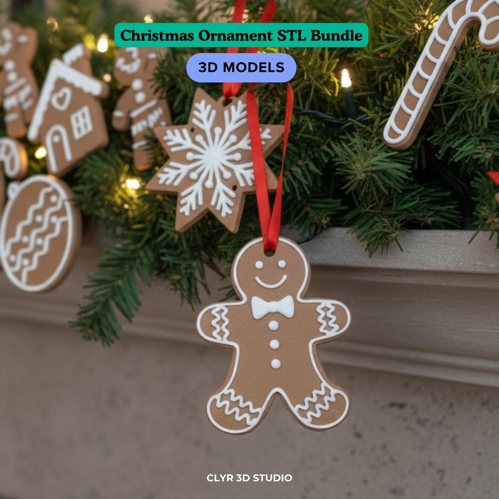 Christmas Ornament STL Bundle – Gingerbread, Snowflake, Candy Cane ...