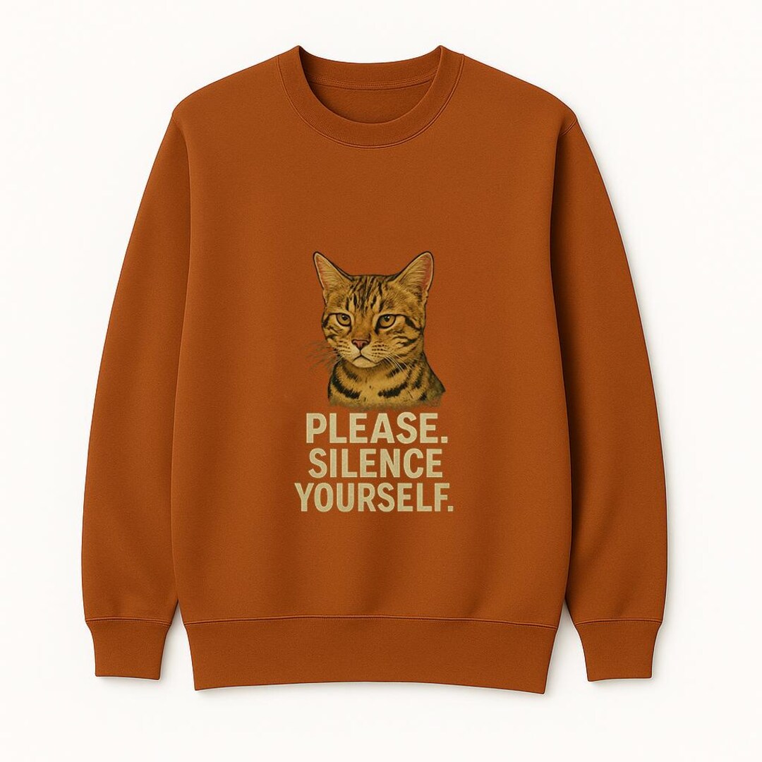Funny Cat Sweatshirt • Please Silence Yourself Crewneck • Sarcastic Cat ...