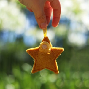 Golden Yellow Star Ornament, Pocket Doll, Waldorf Decor, Advent ...