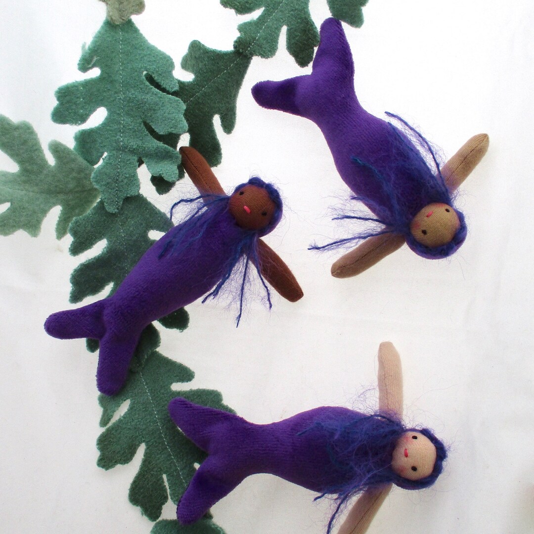 Small Mermaid Doll Purple // Waldorf Toy // Little Merbaby // Natural ...
