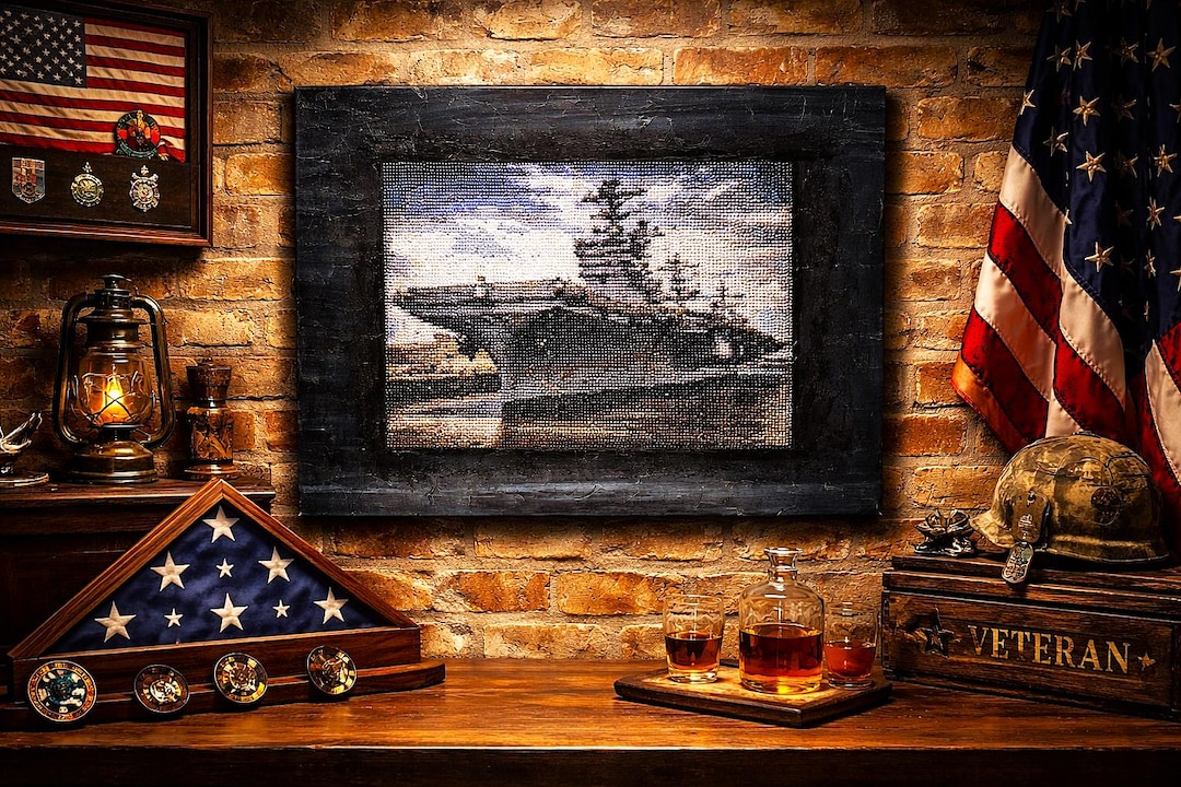 Handcrafted Navy Aircraft Carrier Diamond Art | 20x16 Textured Canvas ...