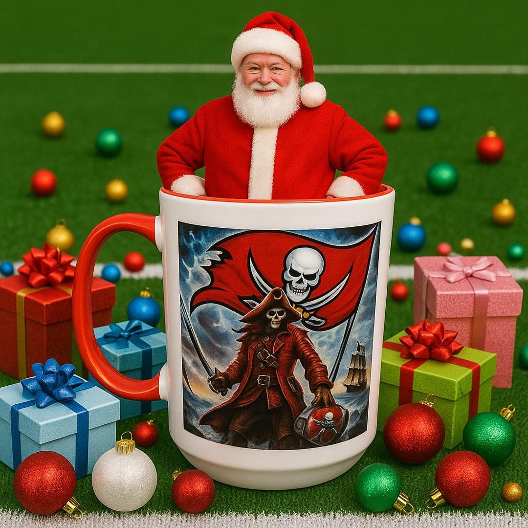 Buccaneers Pirate Captain Mug – Red & Black Game Day Art, 15oz - Etsy