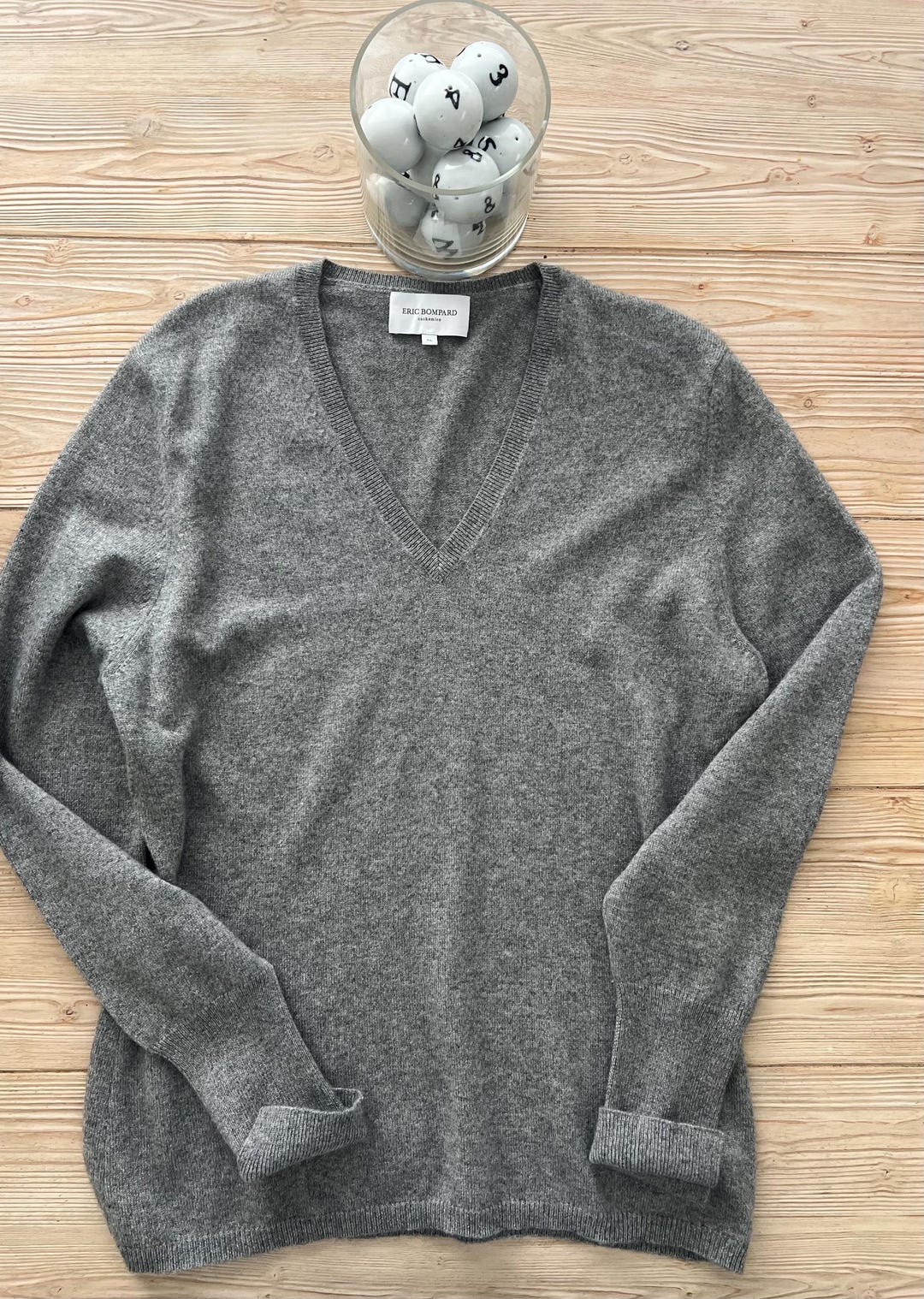 Eric Bompard Cashmere Sweater – Heather Gray V-neck | Women’s XL ...