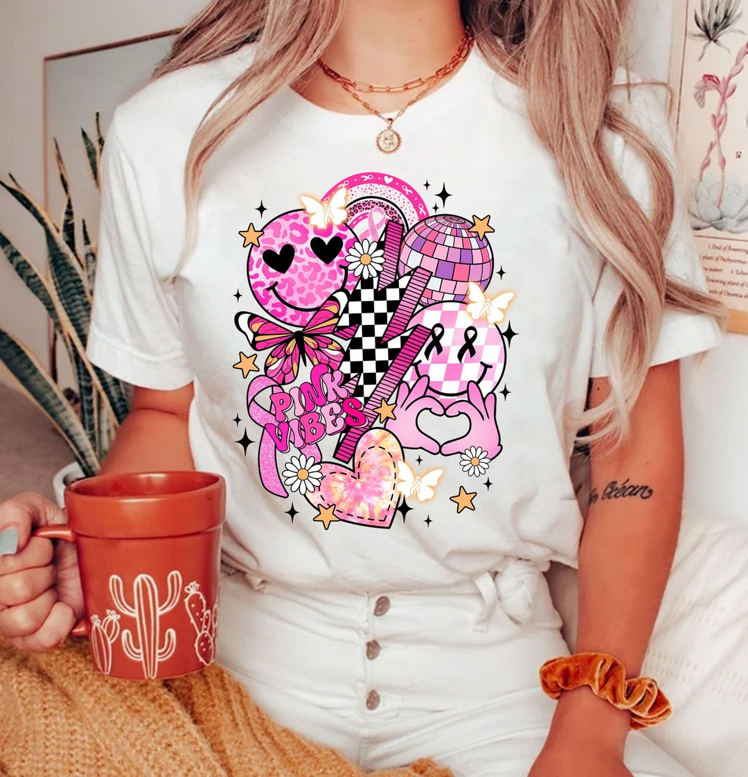 Breast Cancer Pink Vibes Shirt Breast Cancer Awareness Shirt - Etsy