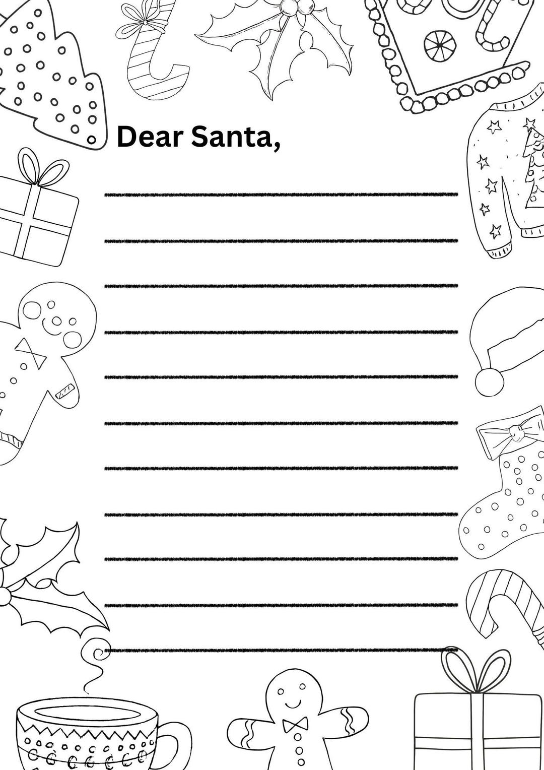Dear Santa Colouring Page - Etsy