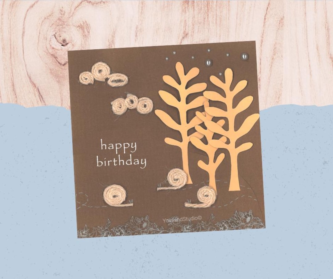 Handmade Custom Happy Birthday Tree Greeting Card for Friend Kids ...