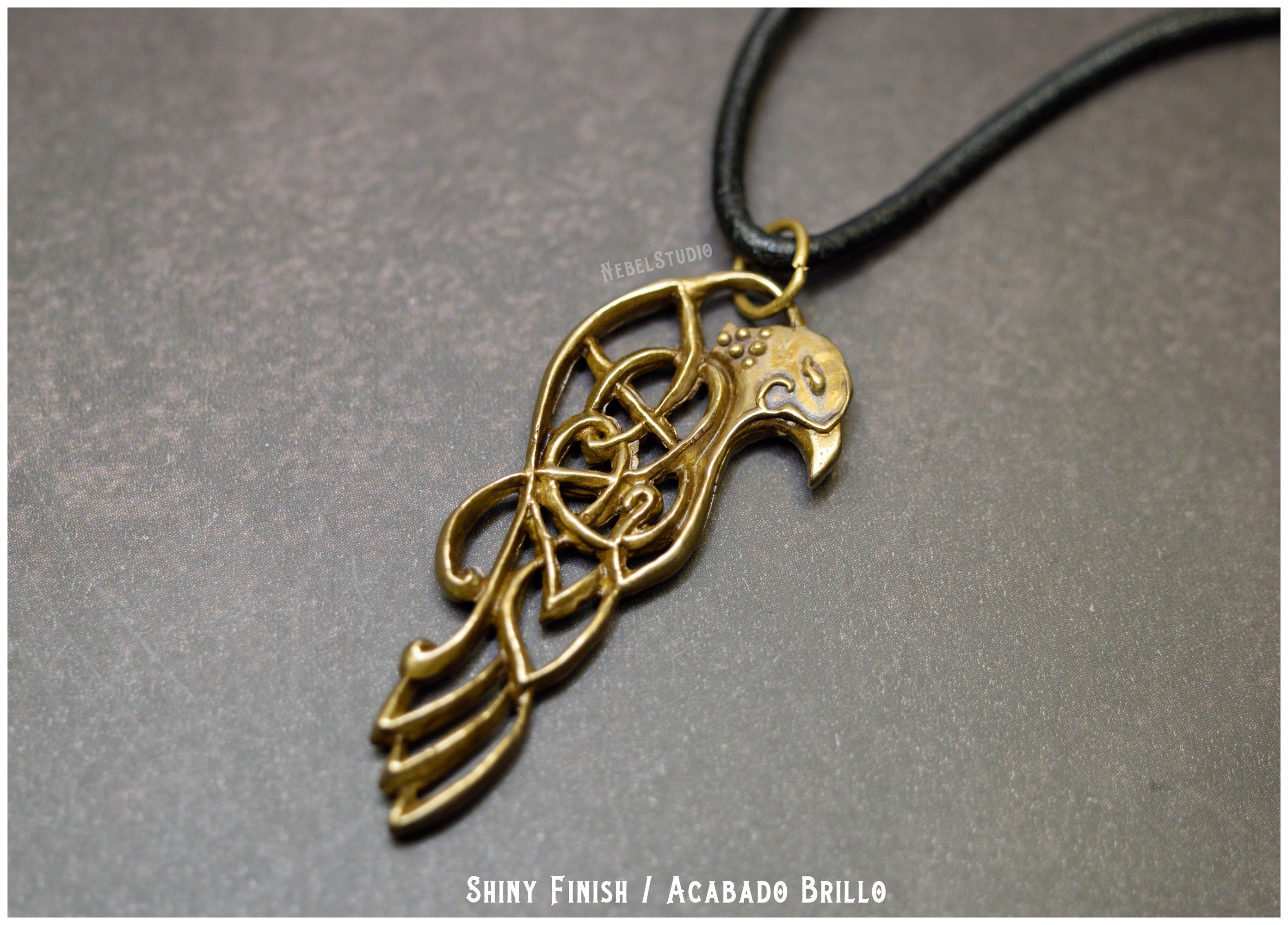 Crow Celtic knot bronze pendant | Etsy