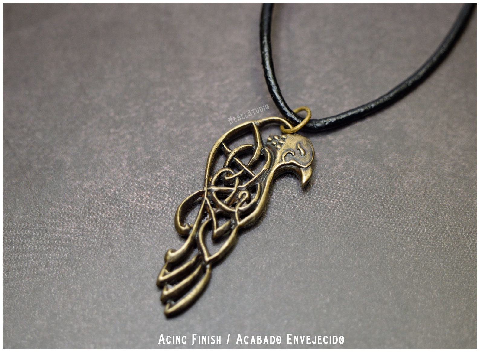 Crow Celtic knot bronze pendant | Etsy