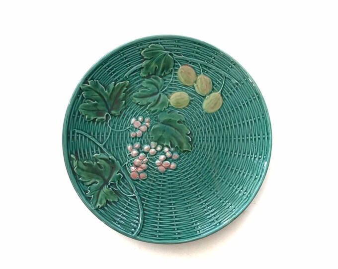 Vintage Zell Germany Majolica Pottery / Ceramic Plate Light Relief ...