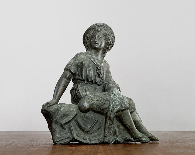 Antique Vintage Cast Spelter Pot Metal Mantle Clock Topper Hollow ...