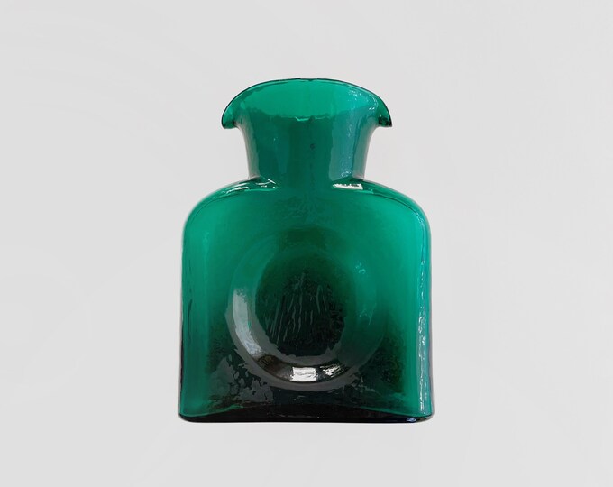Vintage Blenko 384 Nile or Emerald Green Glass Bottle / Pitcher / Vase ...