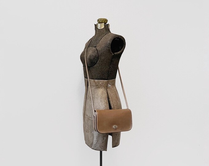 Vintage Coach Tabac Light Brown Leather Cross Body Dinky Bag / Purse ...