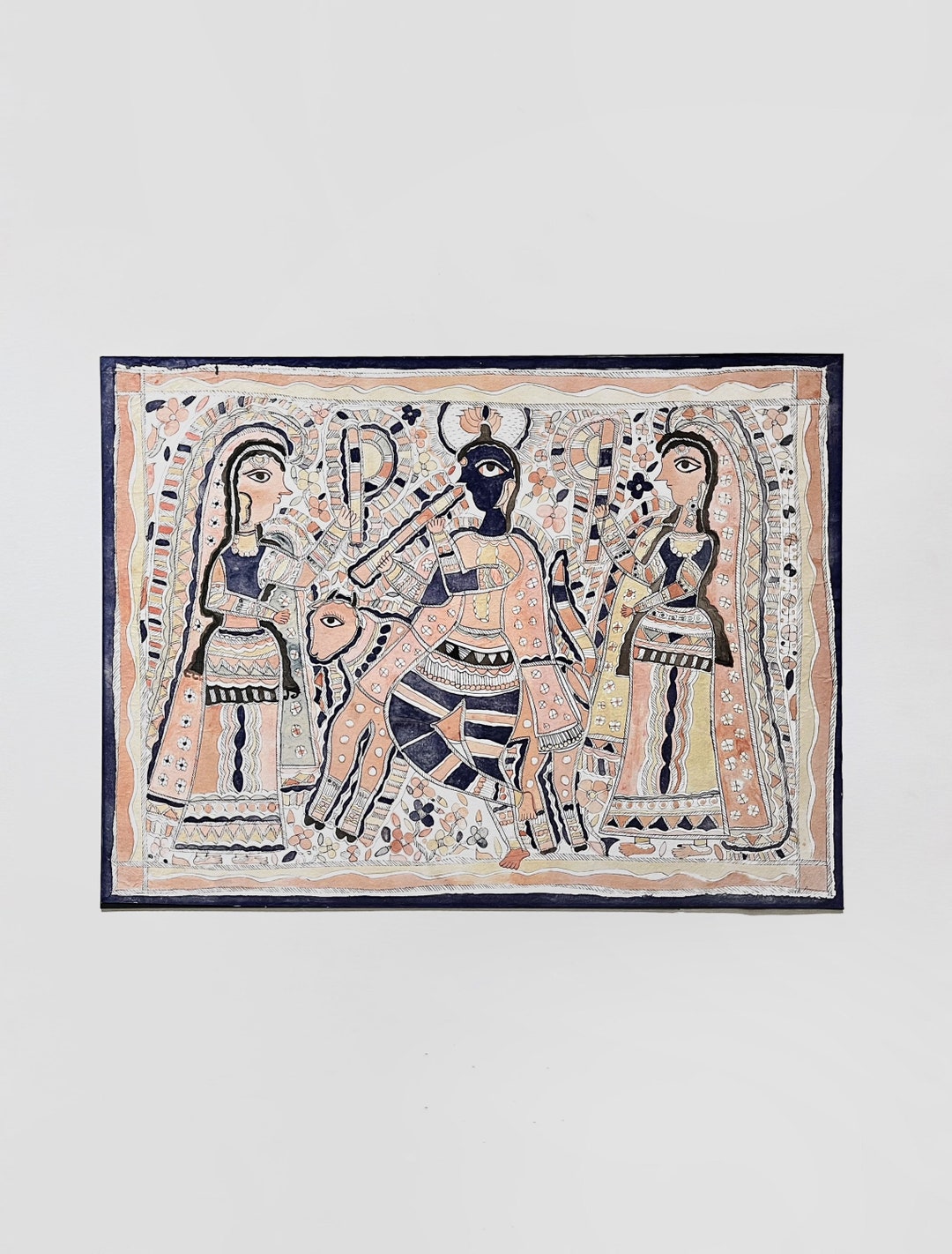 Vintage Circa 1970's Style of Baua Devi / Others Modernist Krishna ...