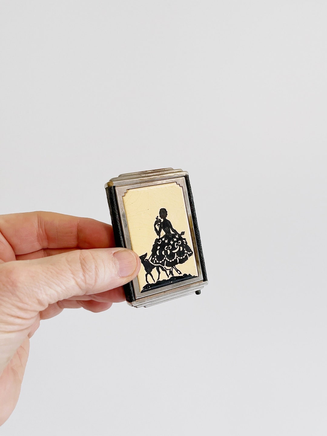 Vintage Girey Silver Tone Rouge and Powder Makeup Compact With Mirror ...