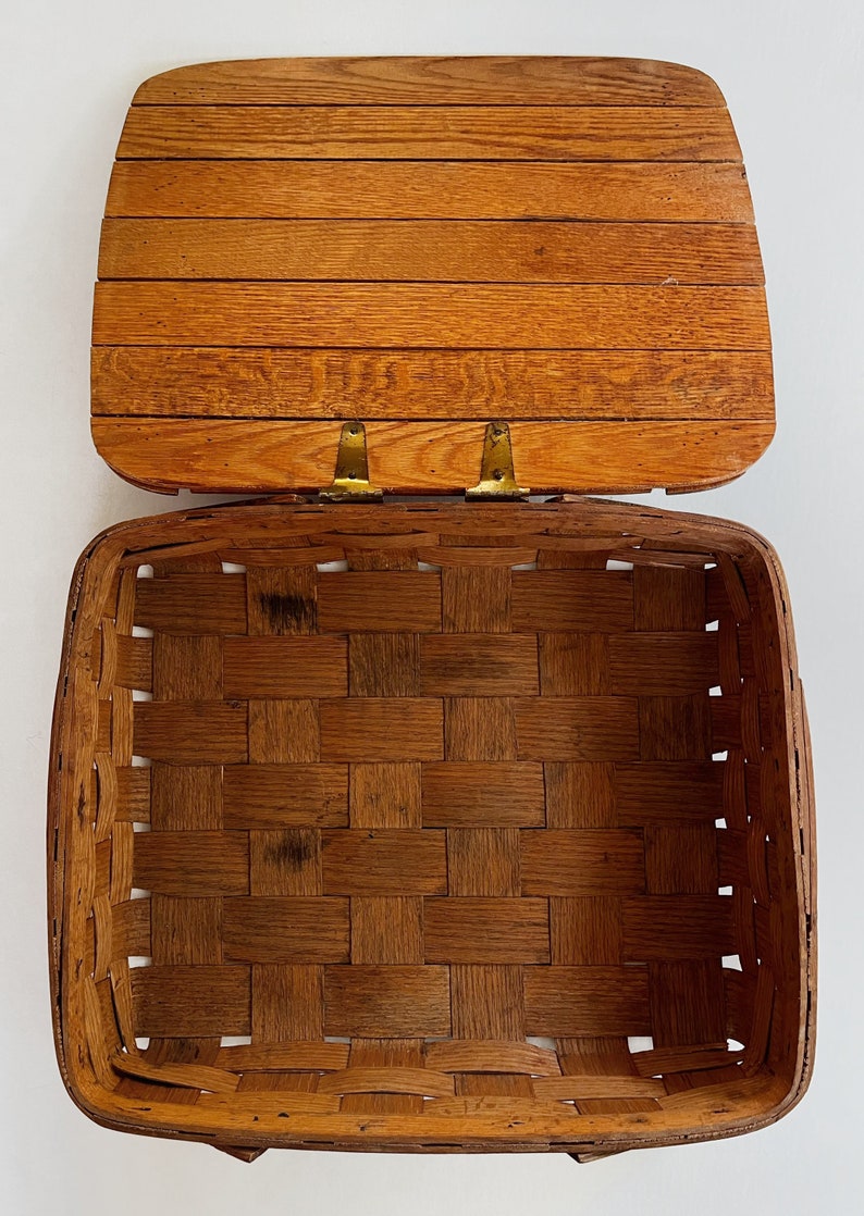Vintage / Antique Split Oak Wood / Hardwood Picnic Basket With - Etsy