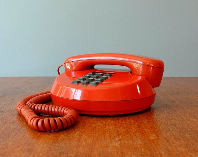 Retro Burnt Orange Push Button Phone - Etsy