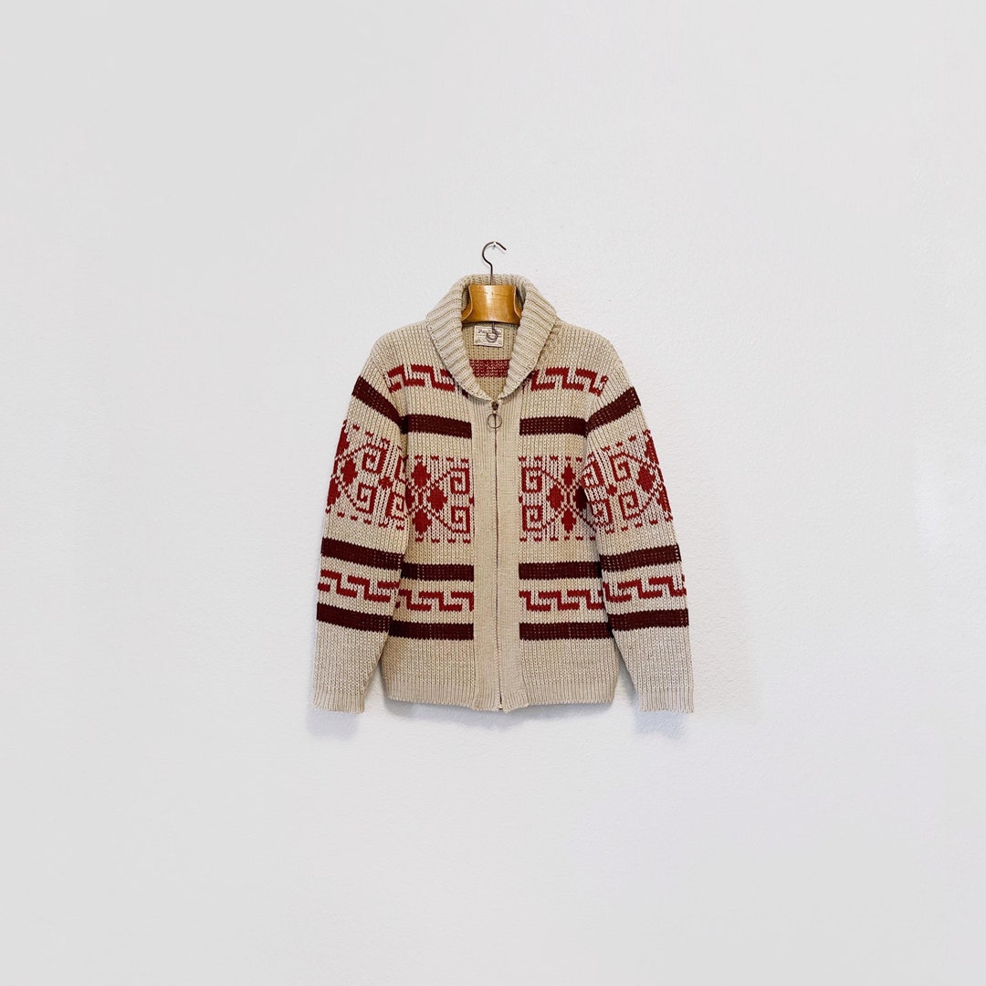 Vintage Pendleton Knit Wool Original Westerley Zippered Cardigan ...