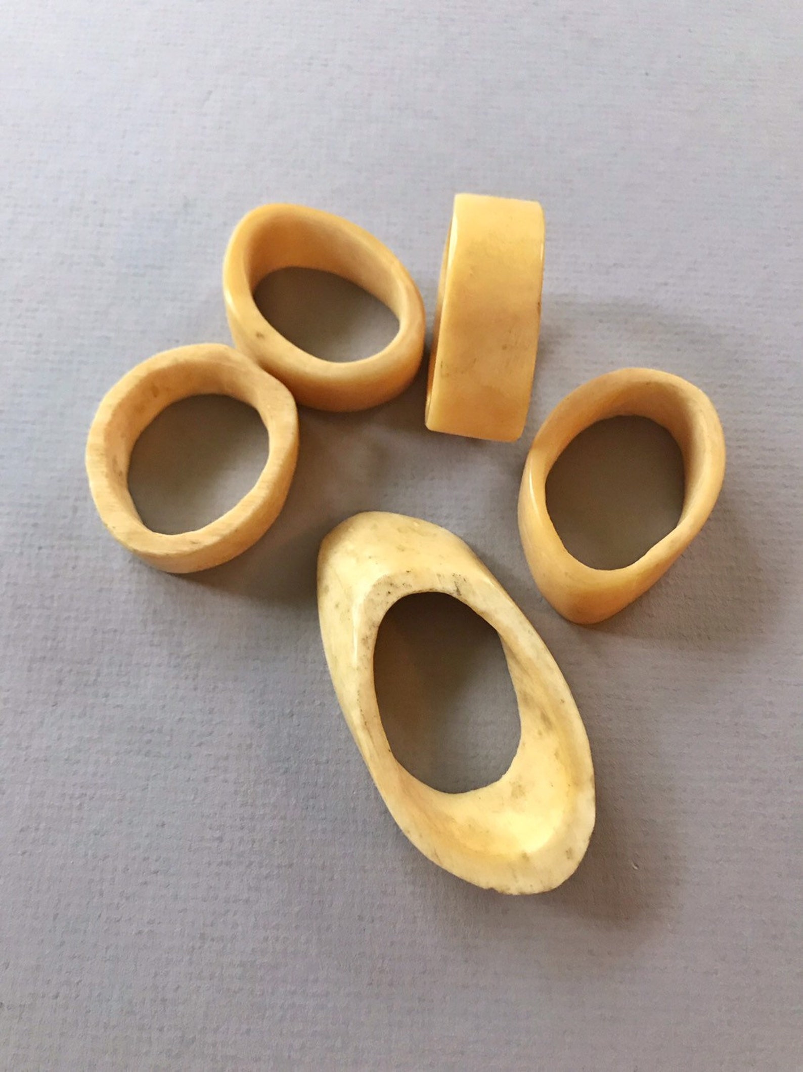 Set of Five 5 Vintage Authentic Polished Bone Napkin Rings | Etsy