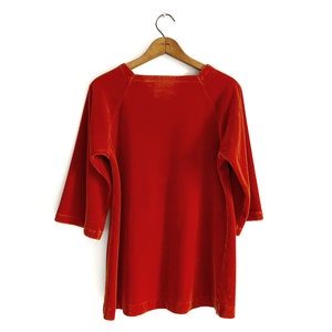 Vintage 70's Rust Orange Cotton Velour Tunic Top Pullover Shirt 3/4 ...