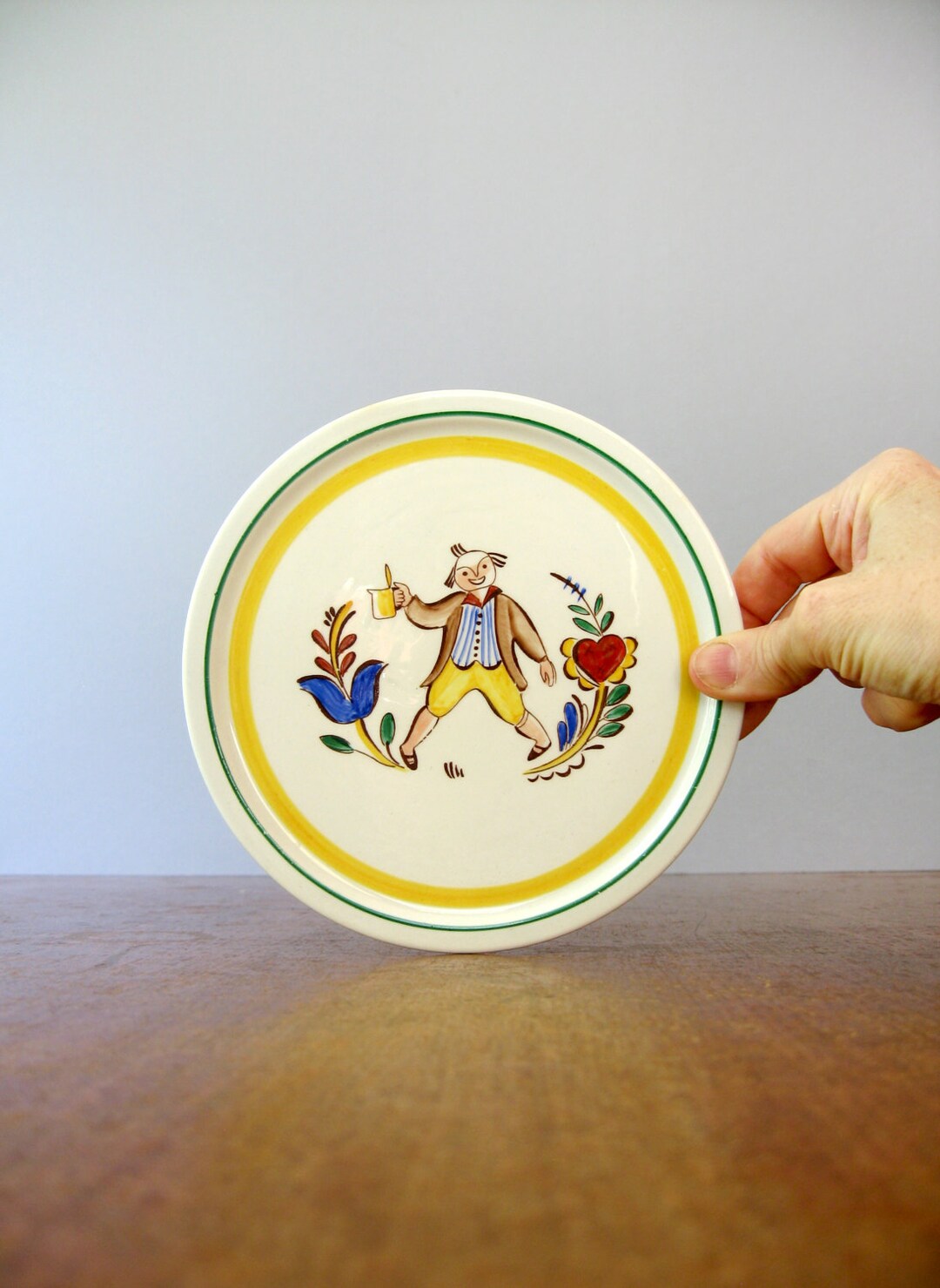 Mid Century Arabia Finland Folk Art Toasting Man Plate / Trivet ...