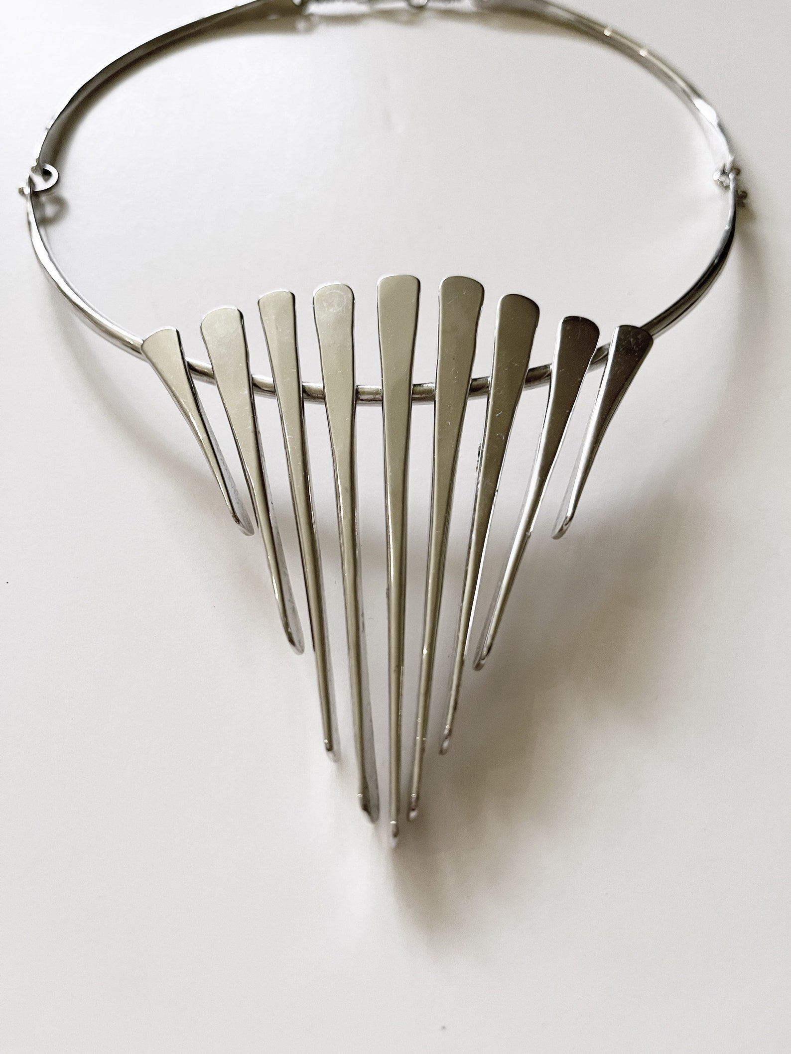 Vintage Modernist Richard Lawless Silver Tone Statement Runway Choker ...