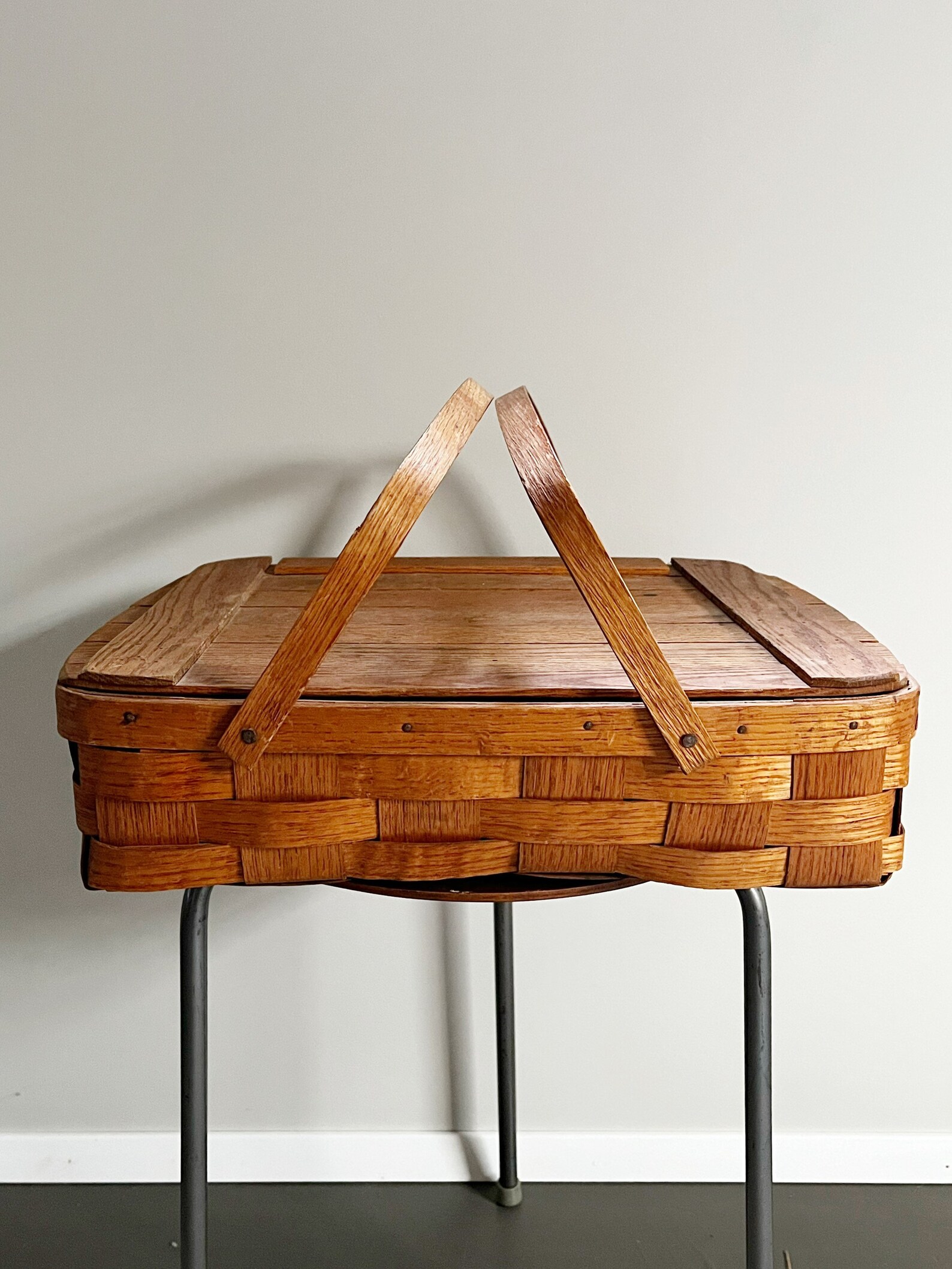 Vintage / Antique Split Oak Wood / Hardwood Picnic Basket With - Etsy