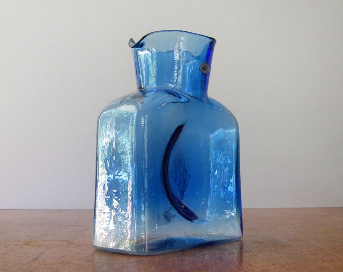 Blenko Glass Bottle / Pitcher / Vase / Decanter 384 Blue - Etsy