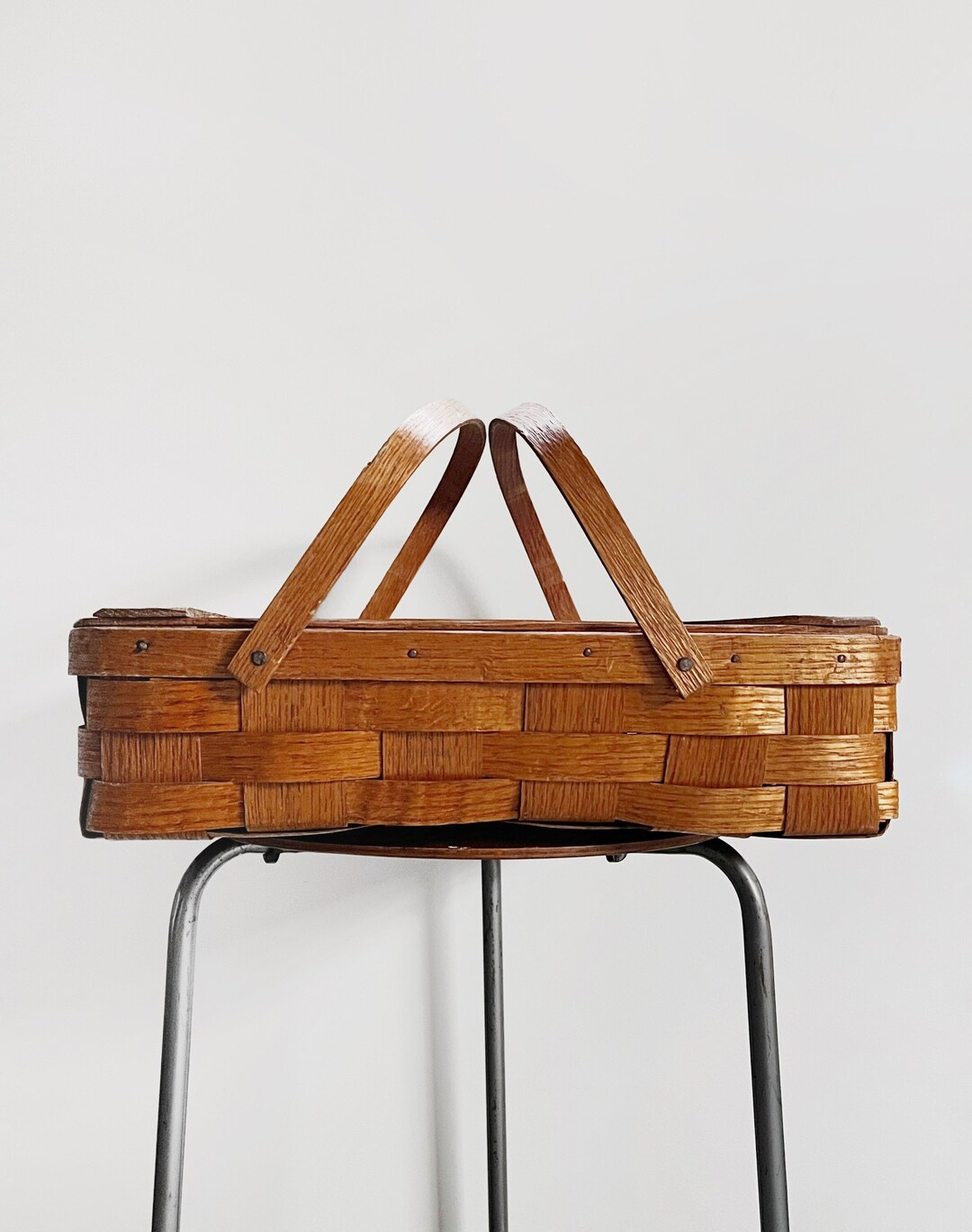 Vintage / Antique Split Oak Wood / Hardwood Picnic Basket With - Etsy