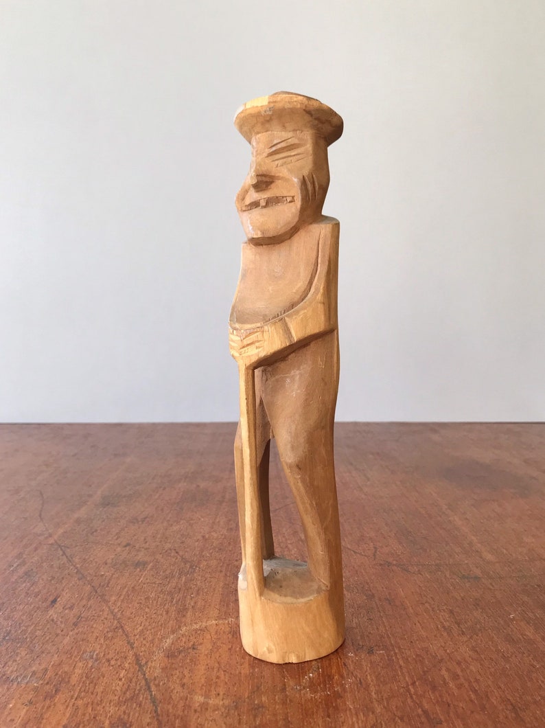 Vintage Naive Folk Art Rustic Style Figural Person With Hat - Etsy