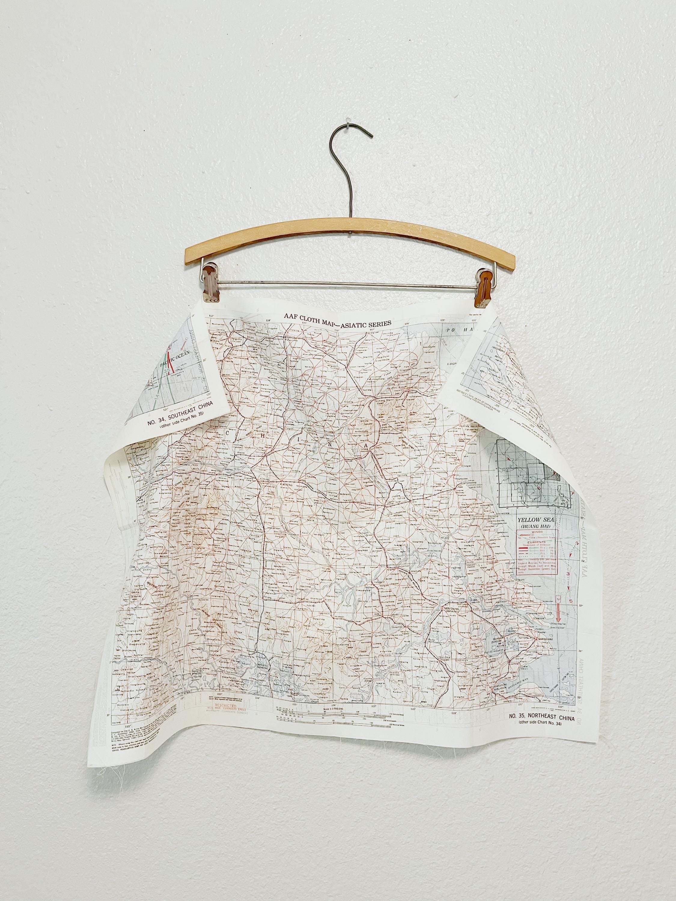 Vintage Circa 1943 WW2 AAF Cloth Map Asiatic Northeast and Southeast ...