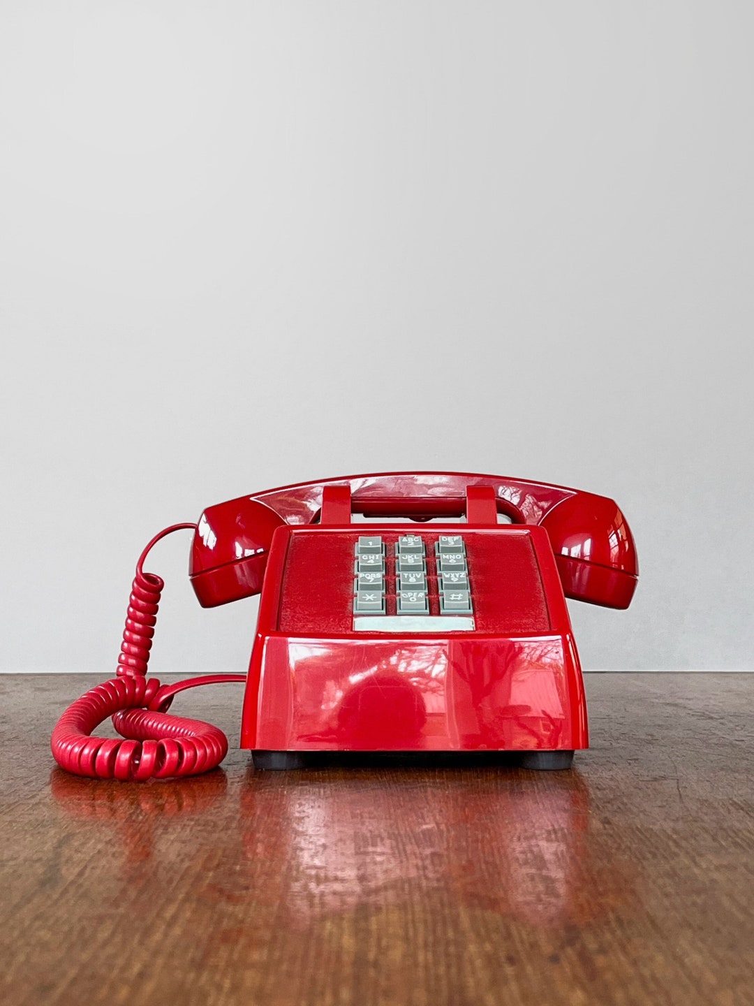 Vintage Cortelco Red Push Button Analog Land Line Telephone Desk Phone ...