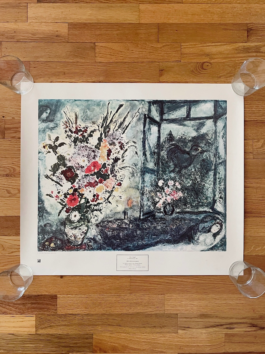 Vintage Chagall Poster "the Open Window" Painting Italian Reproduction ...