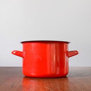 Vintage Mid Century Finel Red and White Enamel / Enamelware Cooking Pot ...