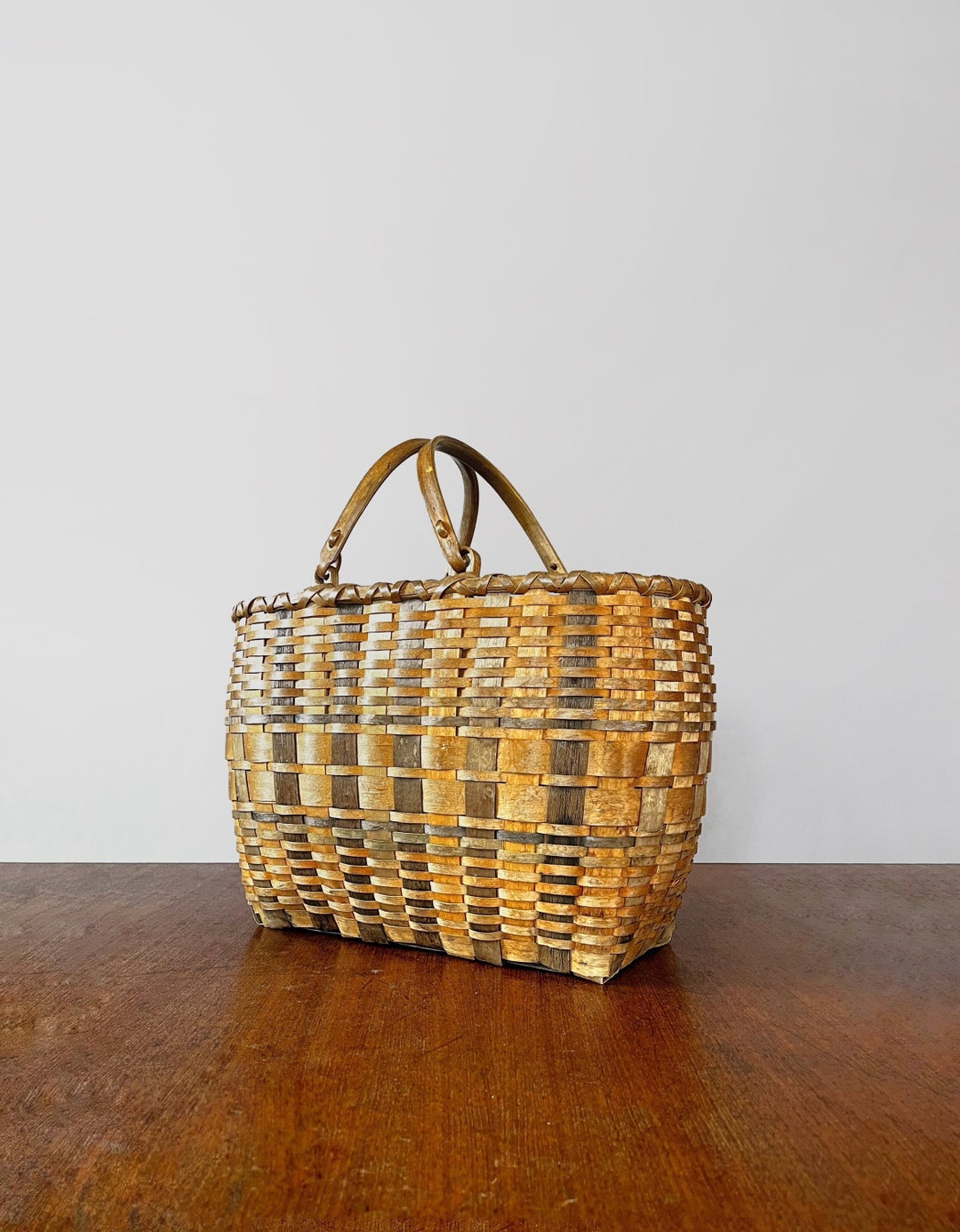 Vintage Antique Split Ash Maple Oak Wood Hardwood Basket Double Hand ...