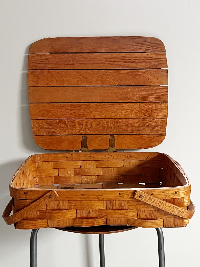 Vintage / Antique Split Oak Wood / Hardwood Picnic Basket With - Etsy