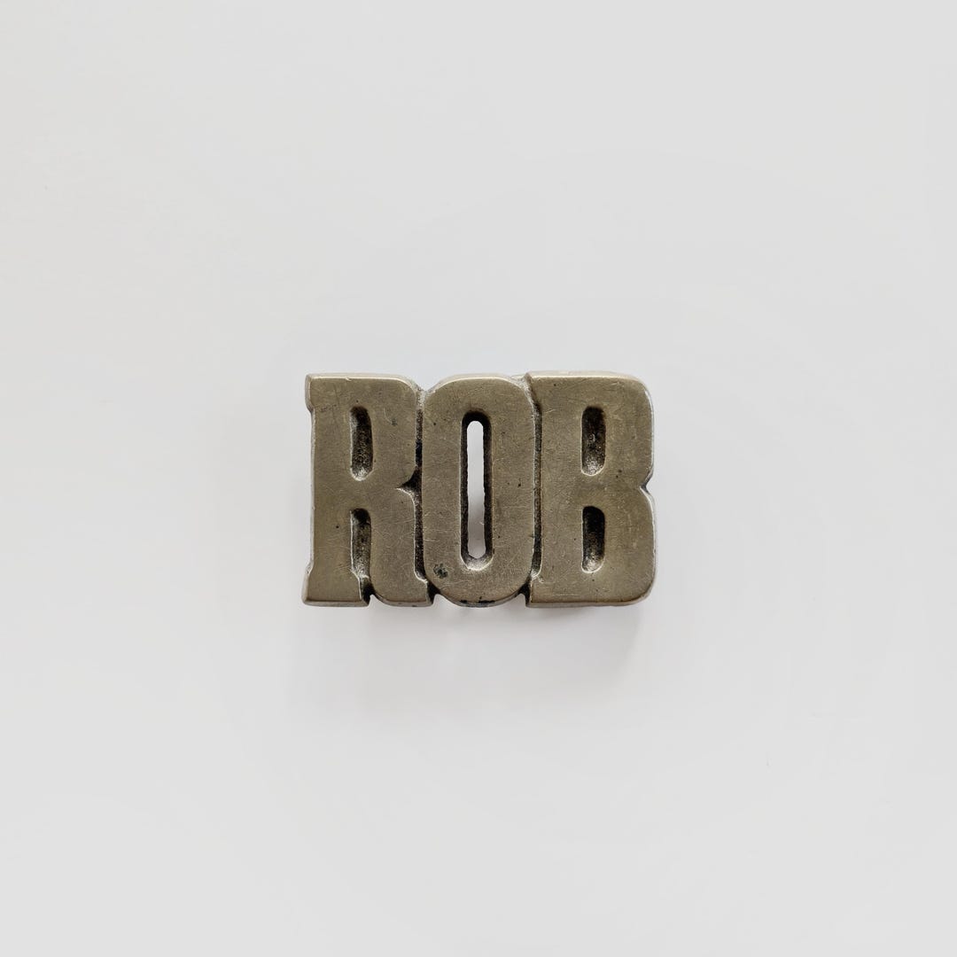 Vintage Circa 1970's / 70's Solid Brass Rob Belt Buckle Typeface Font ...