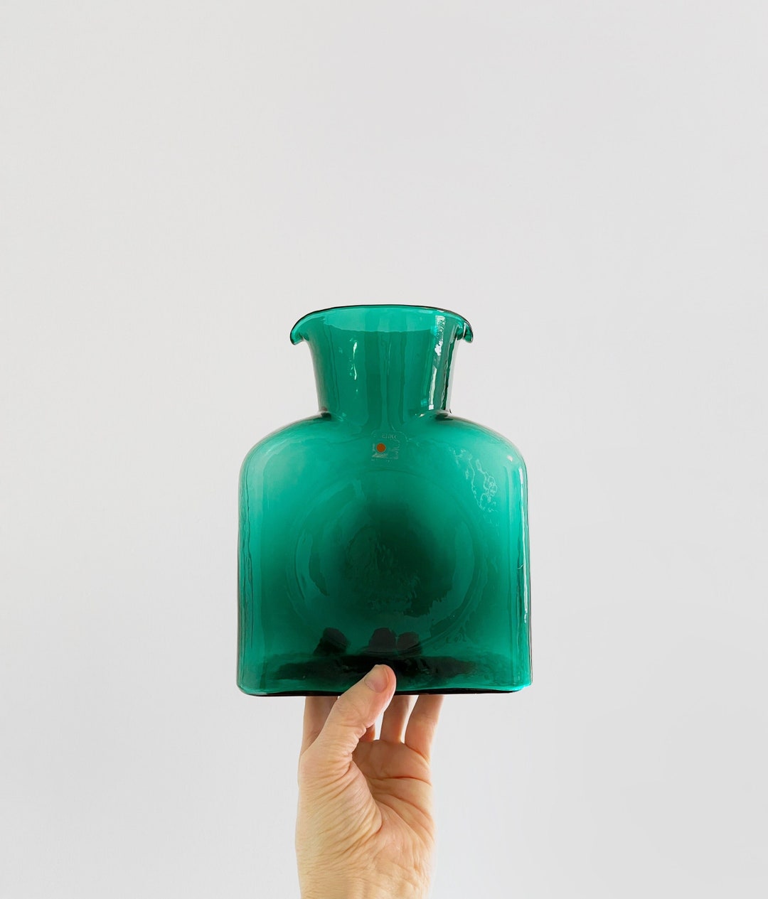 Vintage Blenko 384 Green Glass Bottle / Pitcher / Vase / Decanter ...