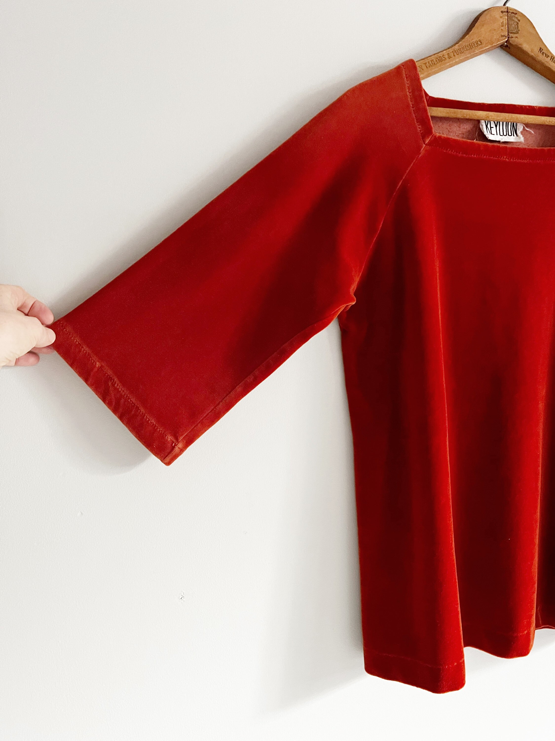 Vintage 70's Rust Orange Cotton Velour Tunic Top Pullover Shirt 3/4 ...