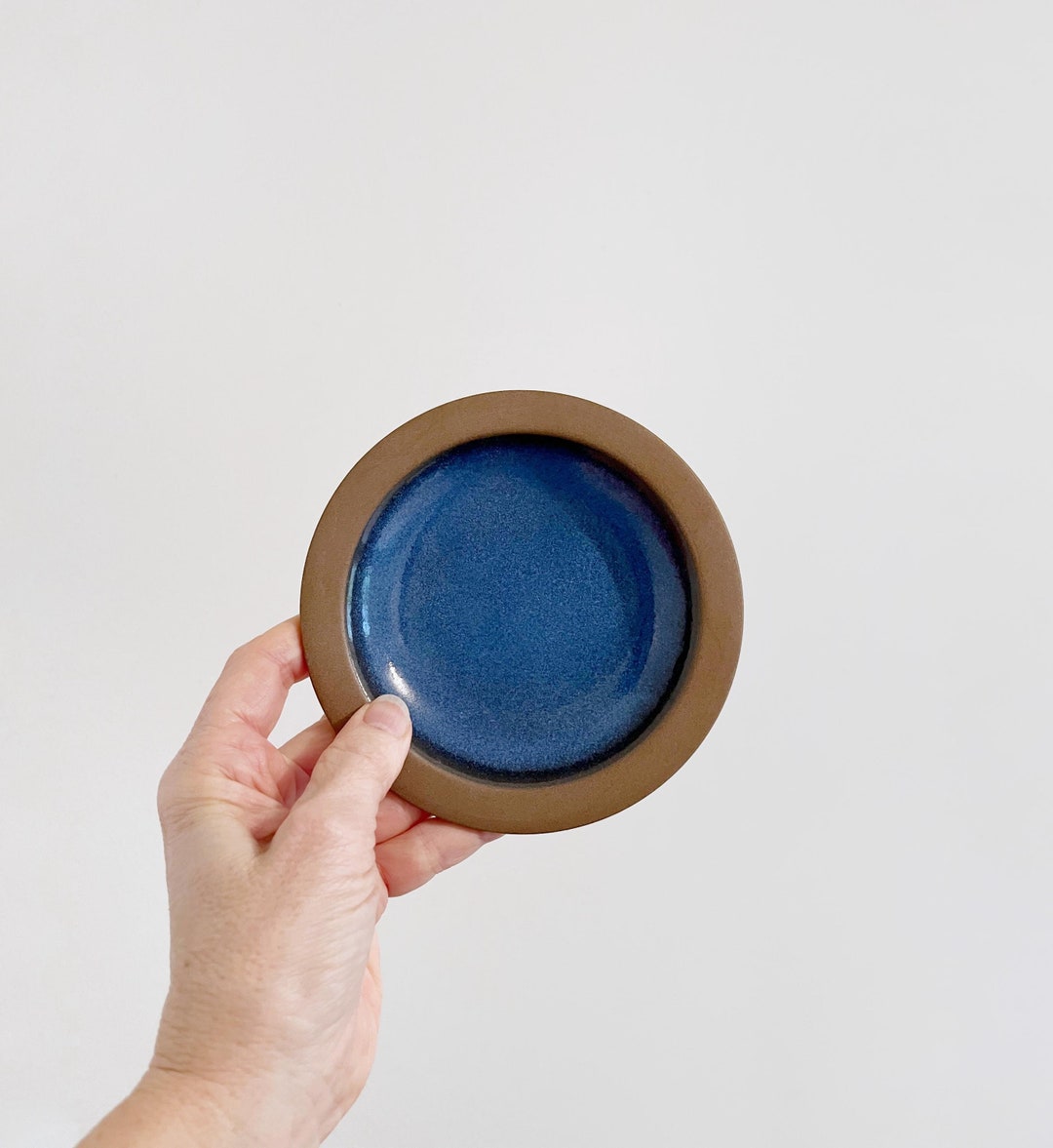 Single Vintage Heath Ceramics Rim Line Mini Plate With Glossy Blue ...