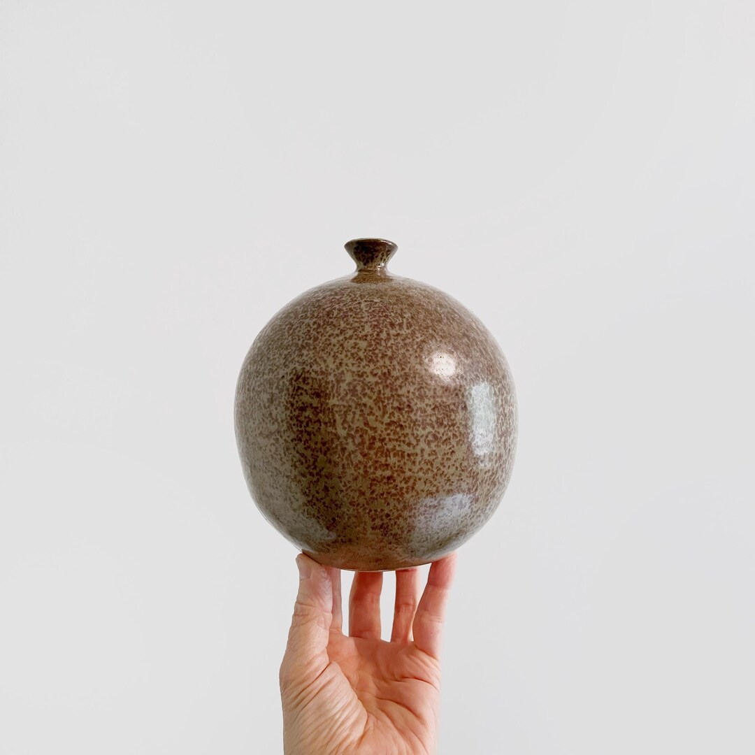 Vintage Pottery / Ceramic Vase / Weed Pot Speckled Earth Tone Glaze ...