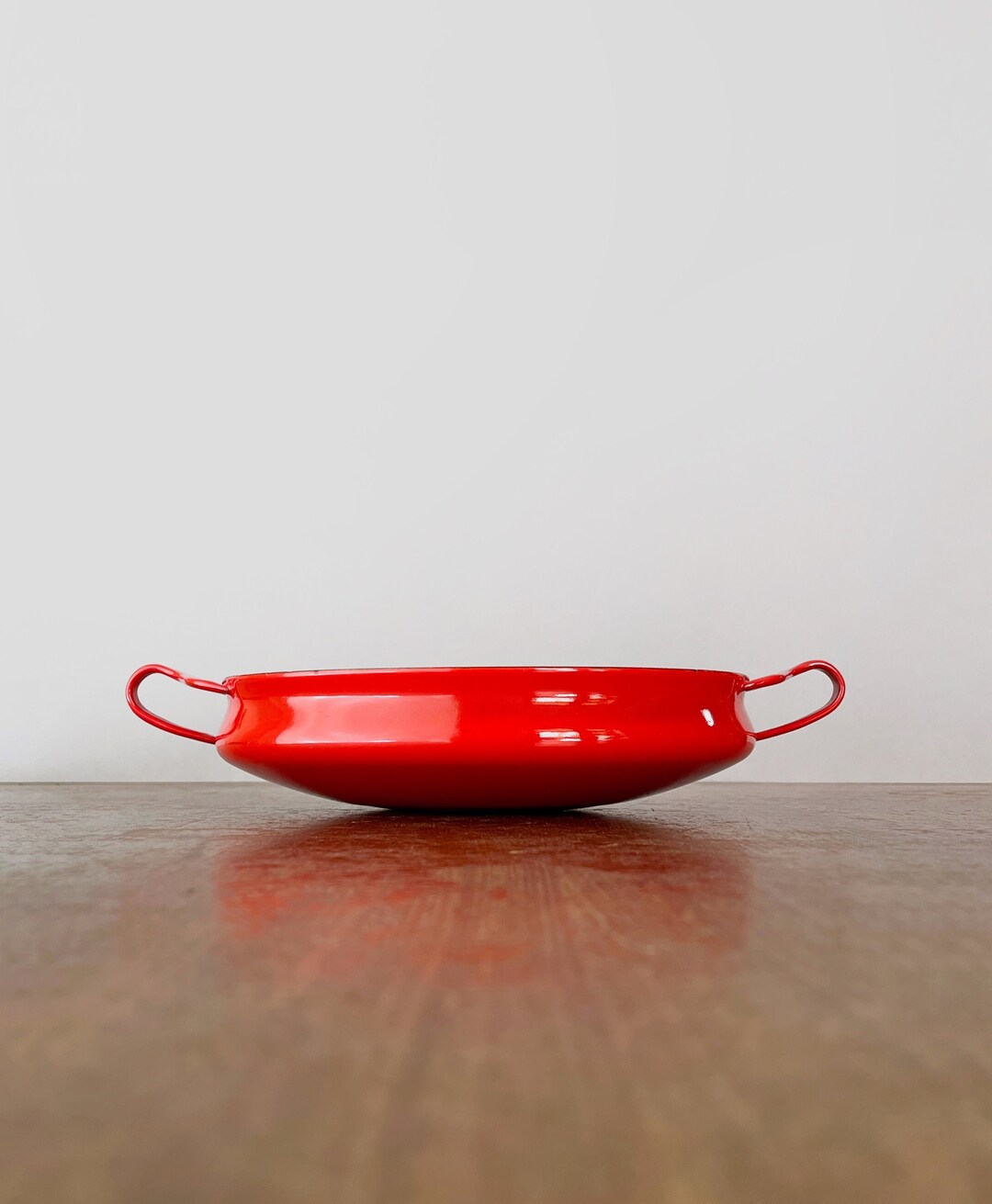 Vintage Danish Modern Dansk IHQ Kobenstyle Red / White Enamel Paella ...