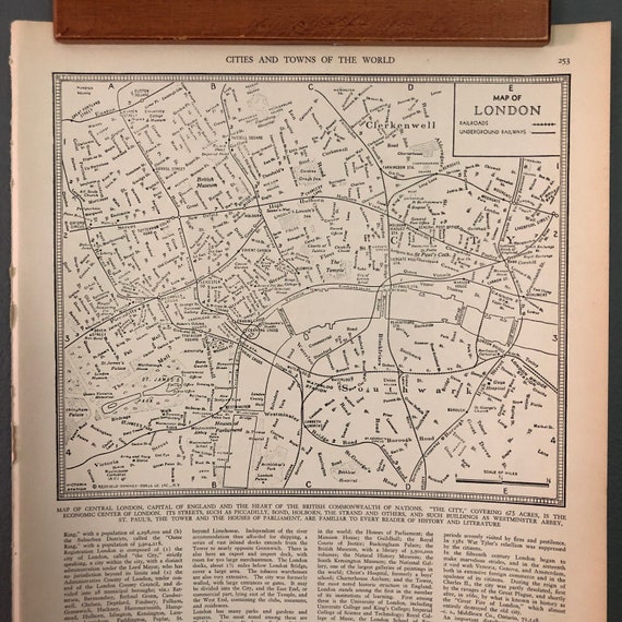 Antique London Map Antique Map Vintage London Map 1930\u2019s Atlas ...