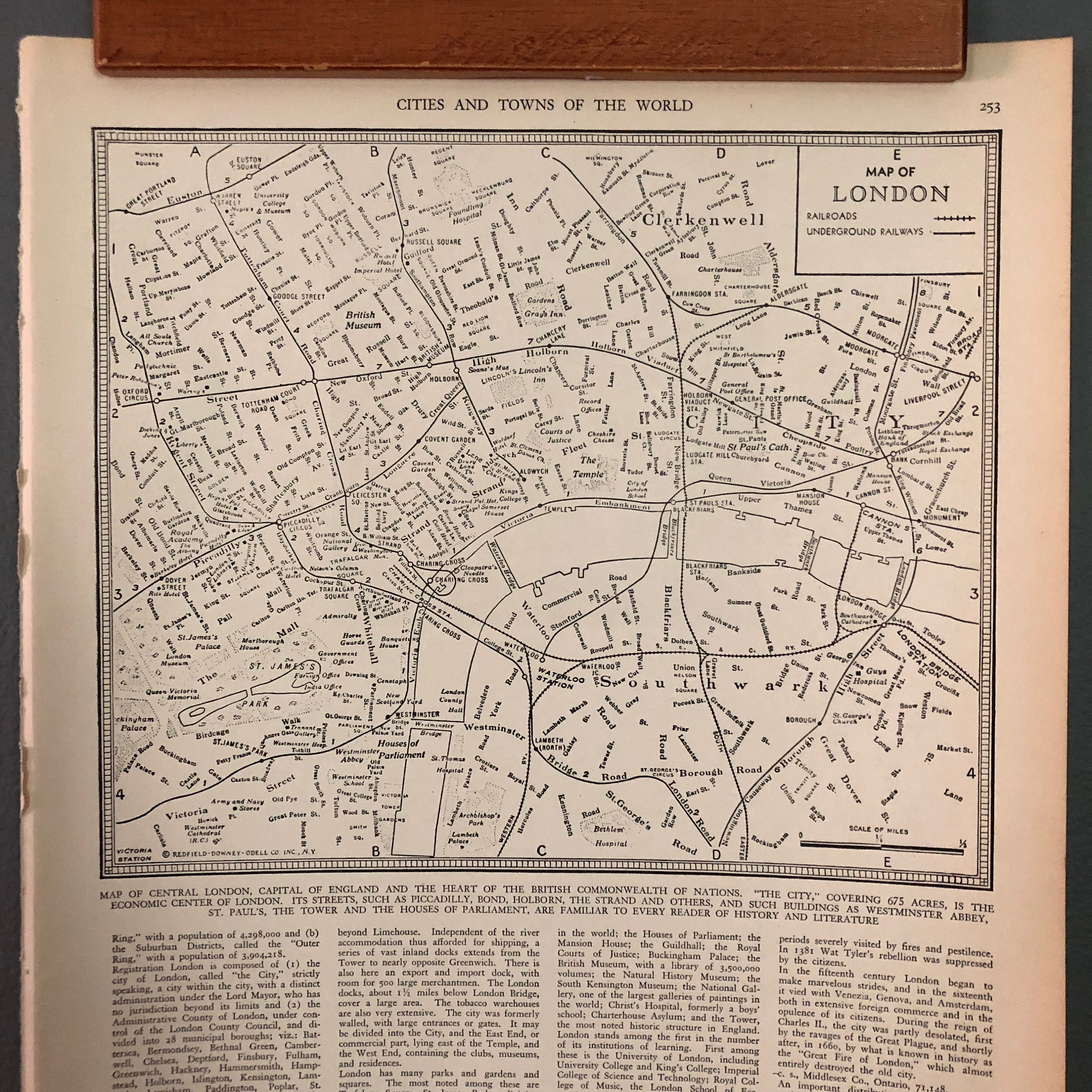 Vintage London Map 1930s Atlas Page Antique London Map Antique Map ...