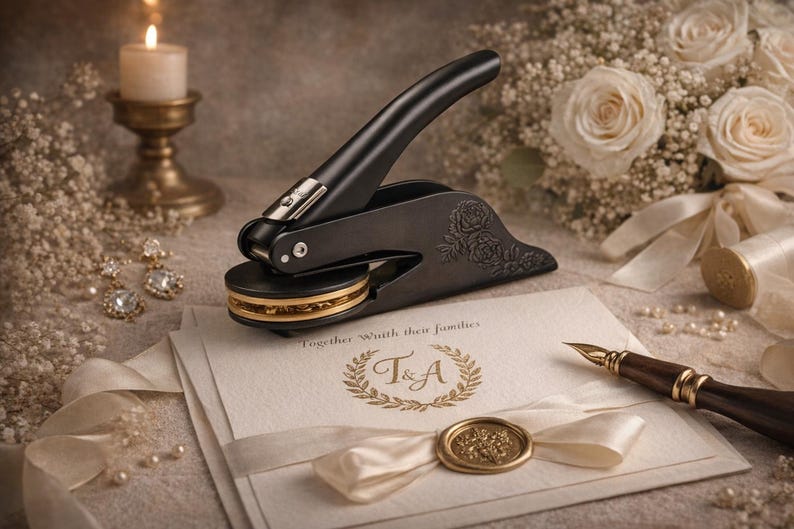 Custom Metal Embosser | Personalized Logo Stamp | Wedding Invitation ...